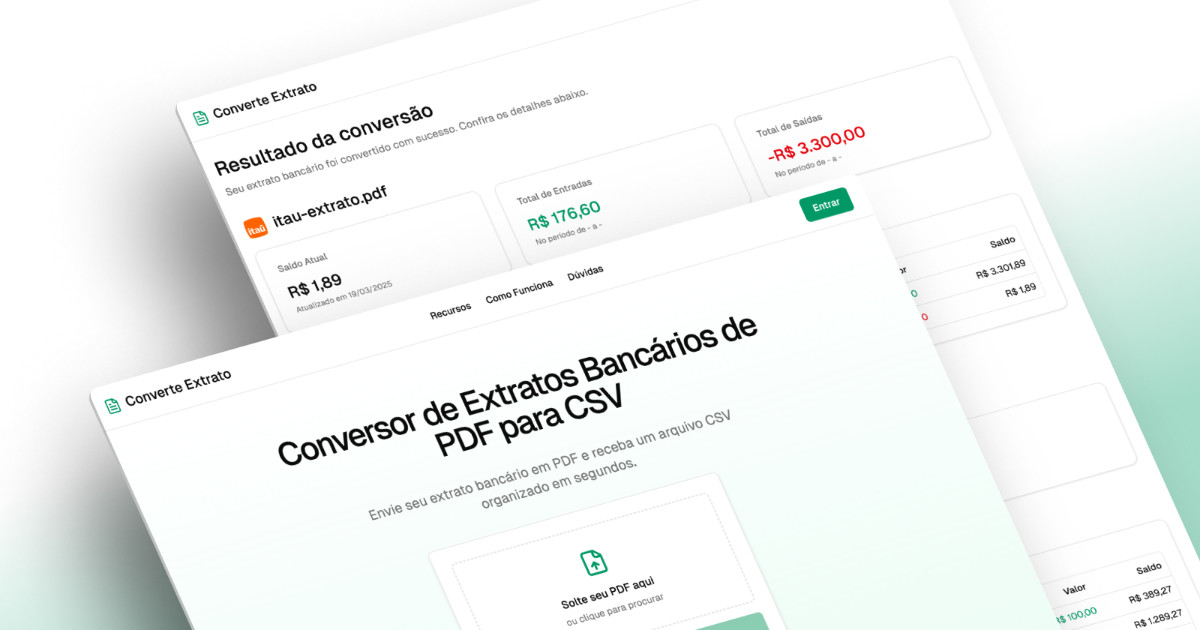 Converte Extrato - Conversor de Extratos Bancários em PDF para CSV ou OFX
